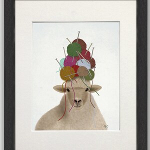 Sheep Print Art - Sheep With Wool Hat Portrait - Lamb Print Sheep Decor ...