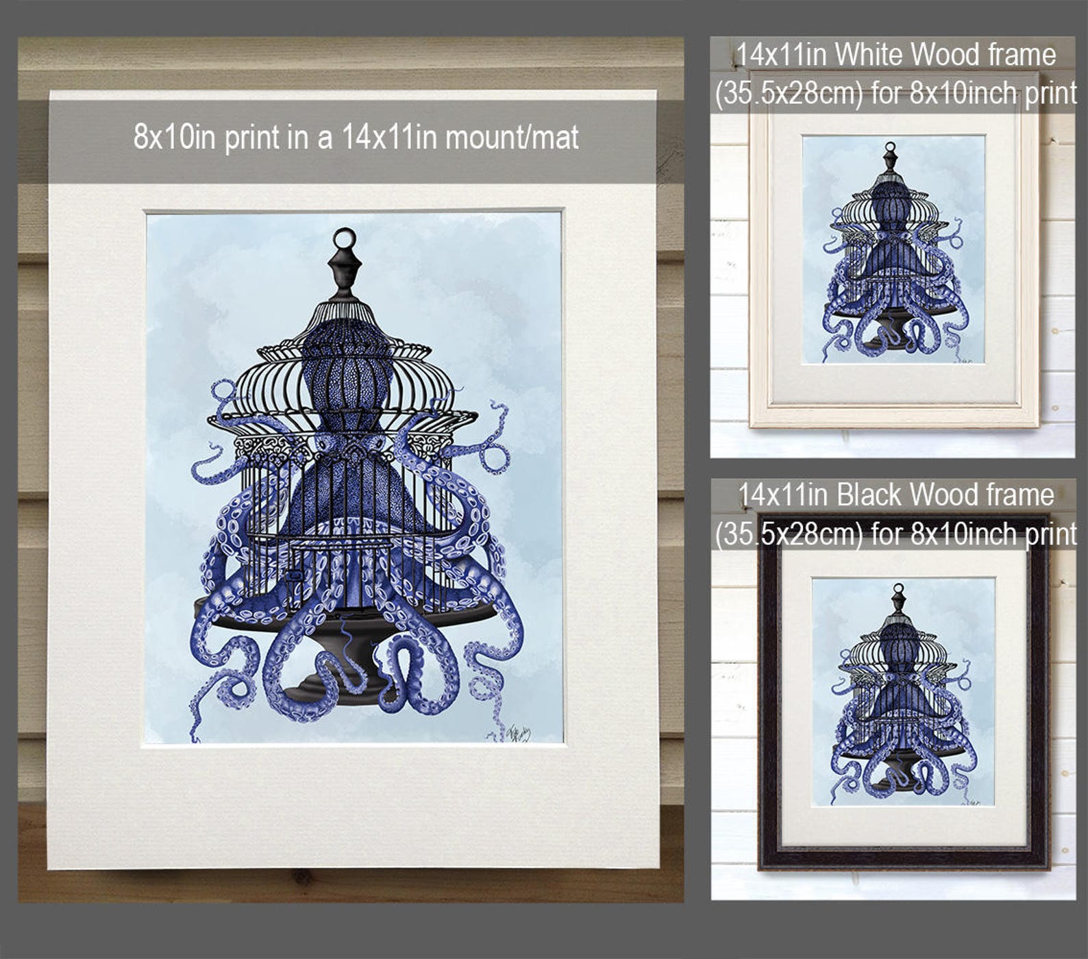 Octopus Tentacle Octopus in Cage Blue Kitchen Decor | Etsy