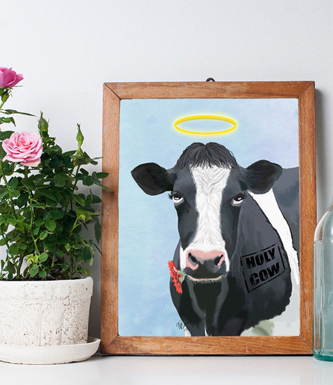 Cow Art Print Holy Cow Art Print Digital Print Acrylic Art Illustration ...