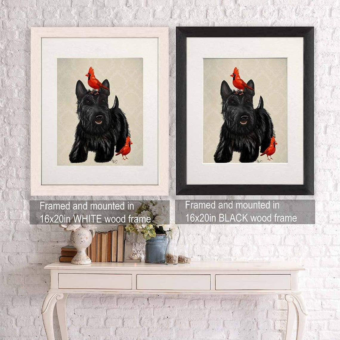 Scottie Dog Red Birds Scottish Terrier Art Print Picture - Etsy