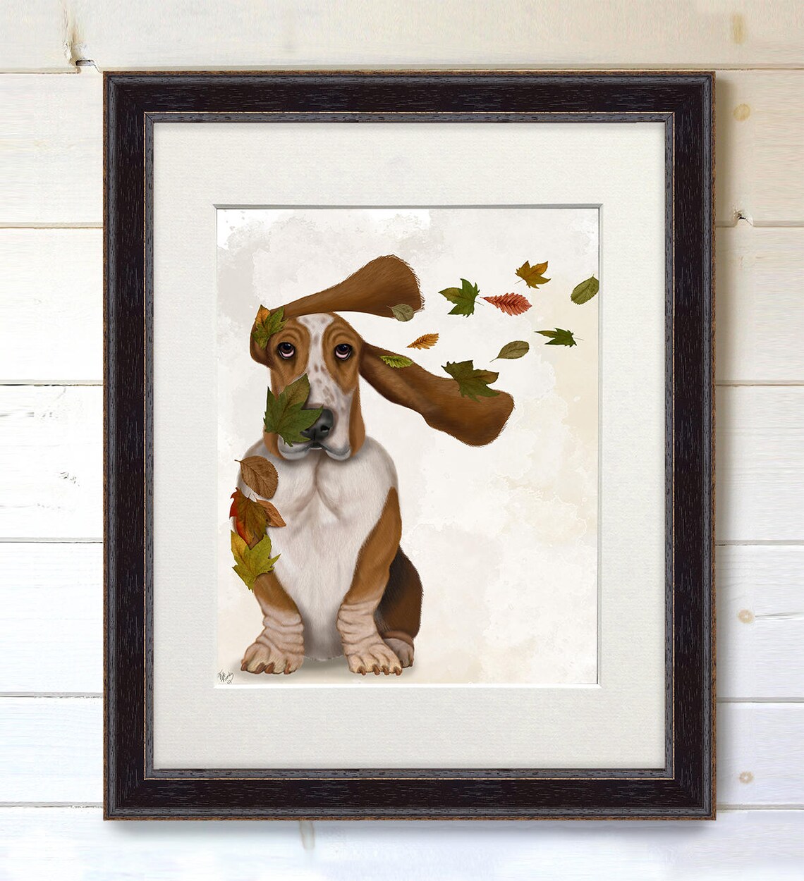 Basset hound print Windswept Basset hound art print Basset | Etsy