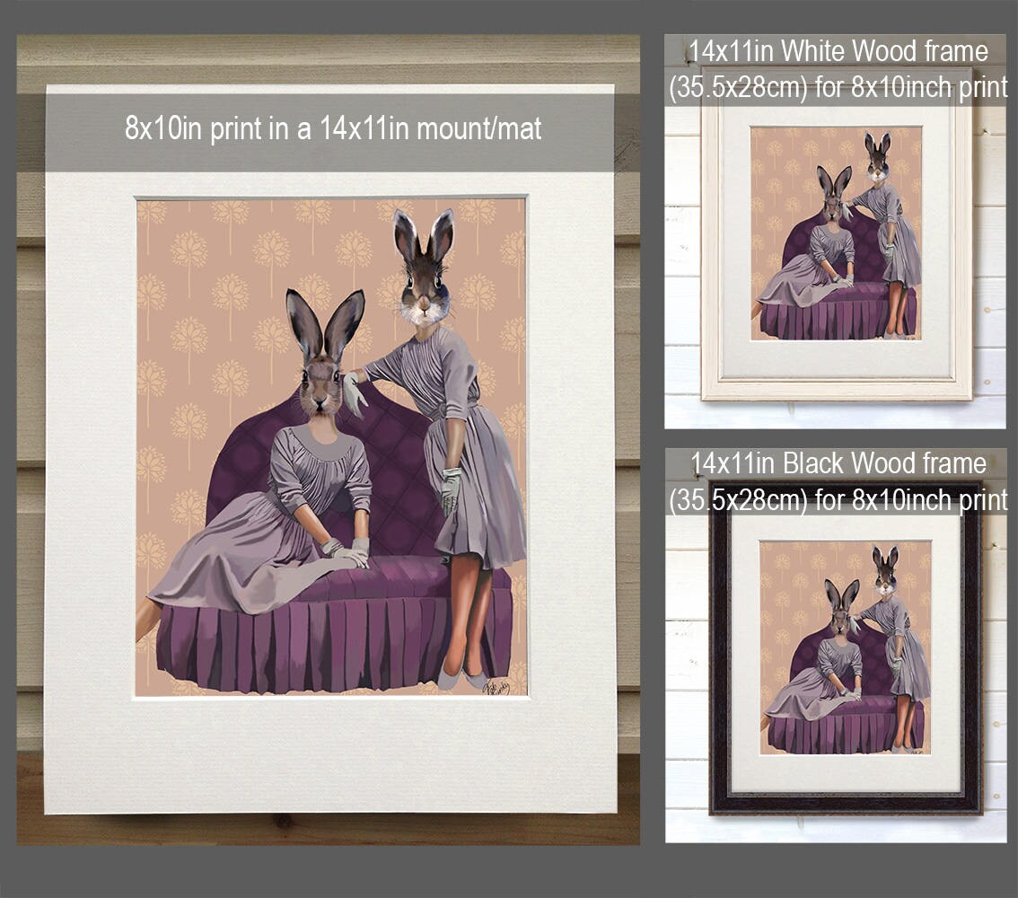 Purple Rabbits Art Print Digital Art Illustration Mixed Media | Etsy