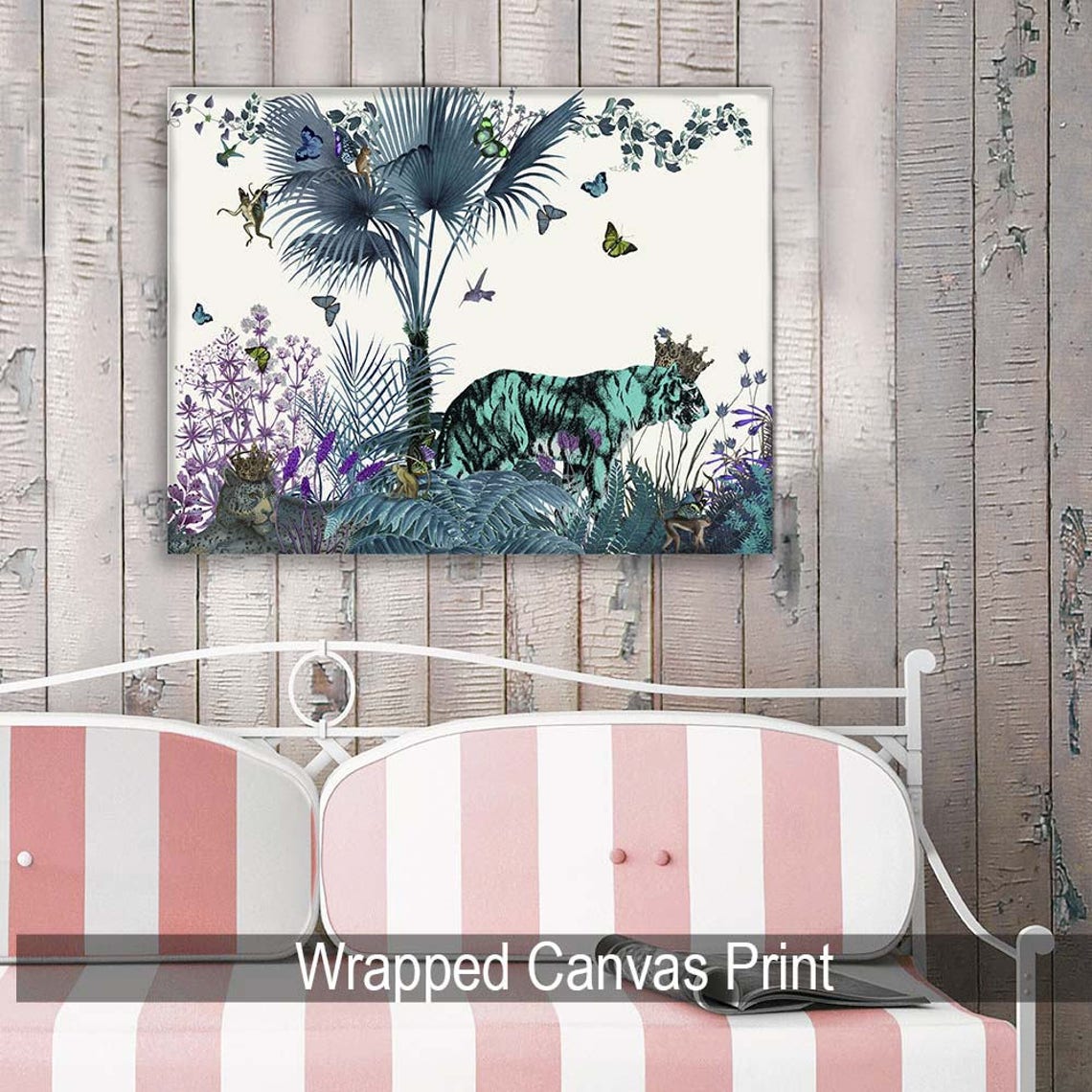 Blue Tiger Print Colourful Wall Art Tiger Picture Tiger Art | Etsy