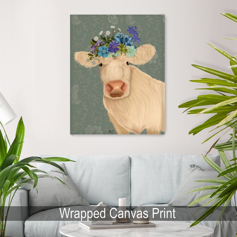 Boho Wall Art Decor Cow Cream Bohemian 2 Rustic Boho Decor - Etsy