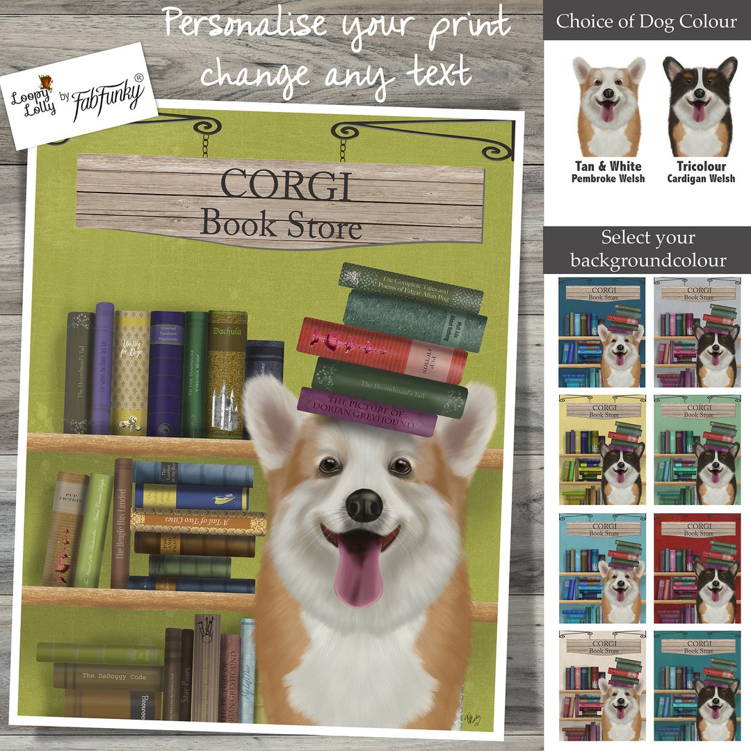 Personalised Cute Corgi Art Print, Customisable Whimsical Dog Portrait ...