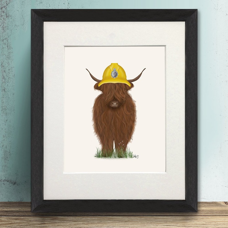 Funny Yak Print Highland Cow Fireman Cow Poster Longhorn - Etsy