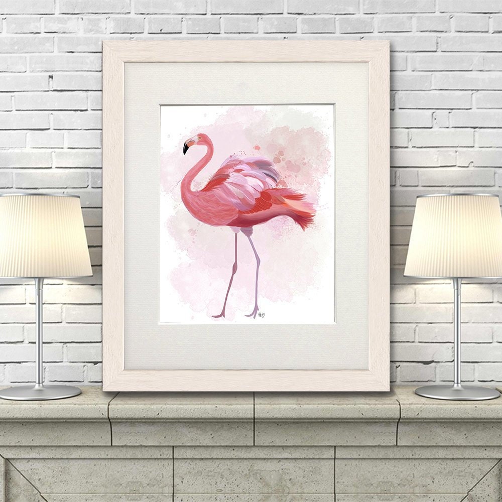 Girls Bedroom Decor Flamingo Fluffy 1 Female Bedroom Art | Etsy