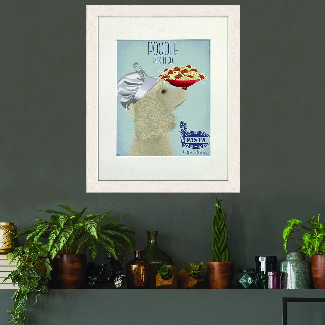 Poodle White Print, Poodle Dog Poster, Poodle Lover Gift, Kitchen Print ...
