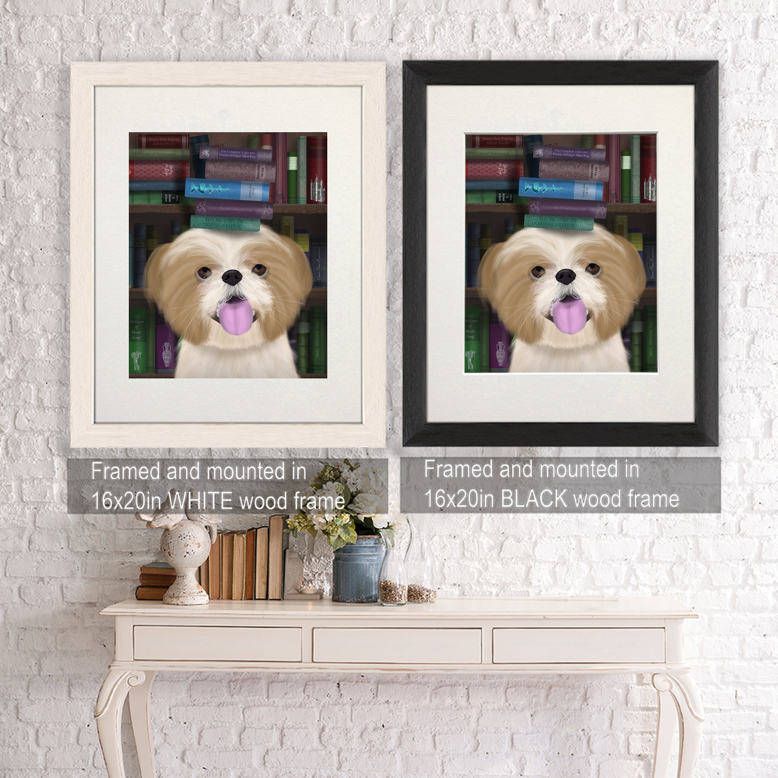 Shih Tzu Wall Art Shihtzu With Books Tzus Decor Shihtzu - Etsy