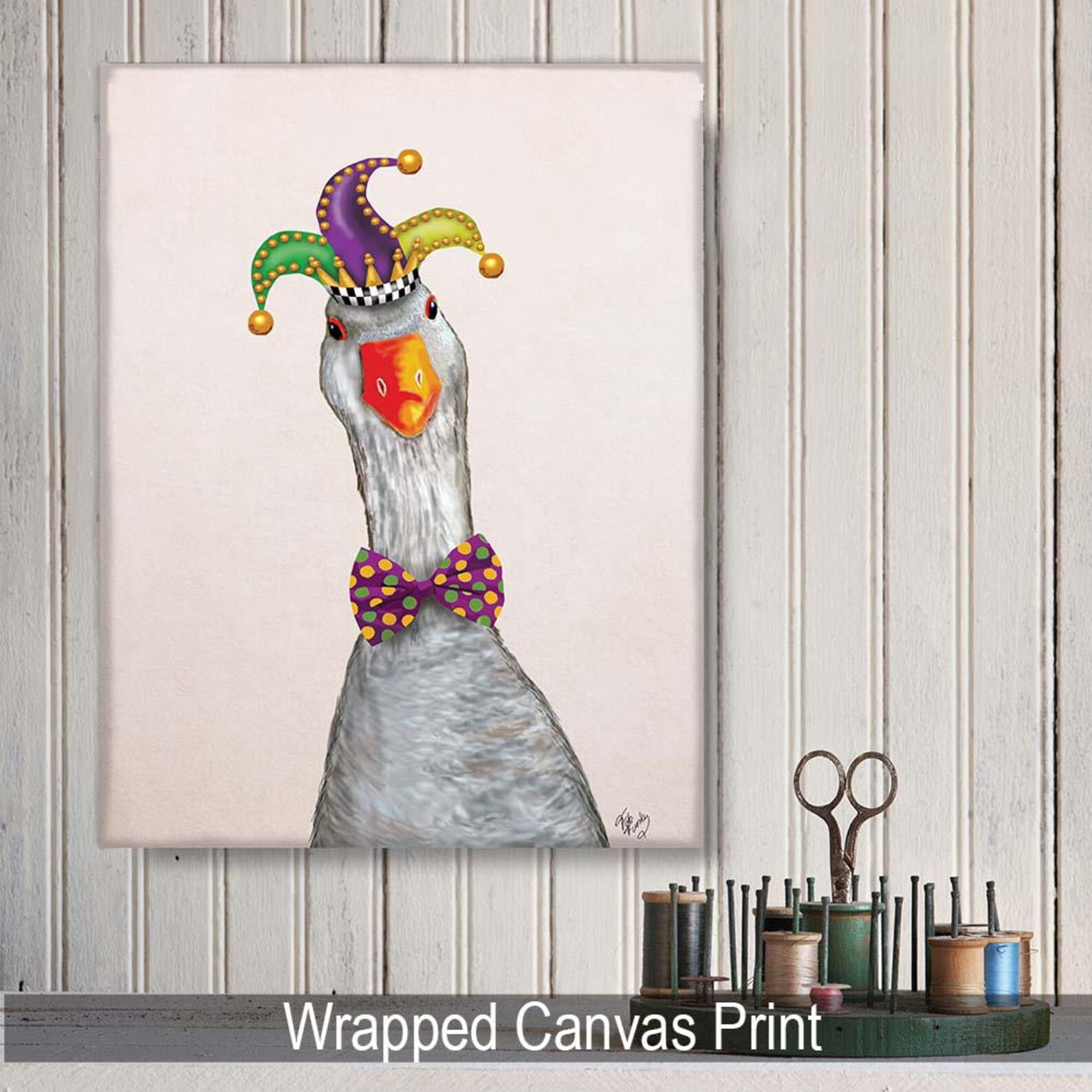 Goose in Jester Hat Goose Print Funny Animal Art Funny Print | Etsy