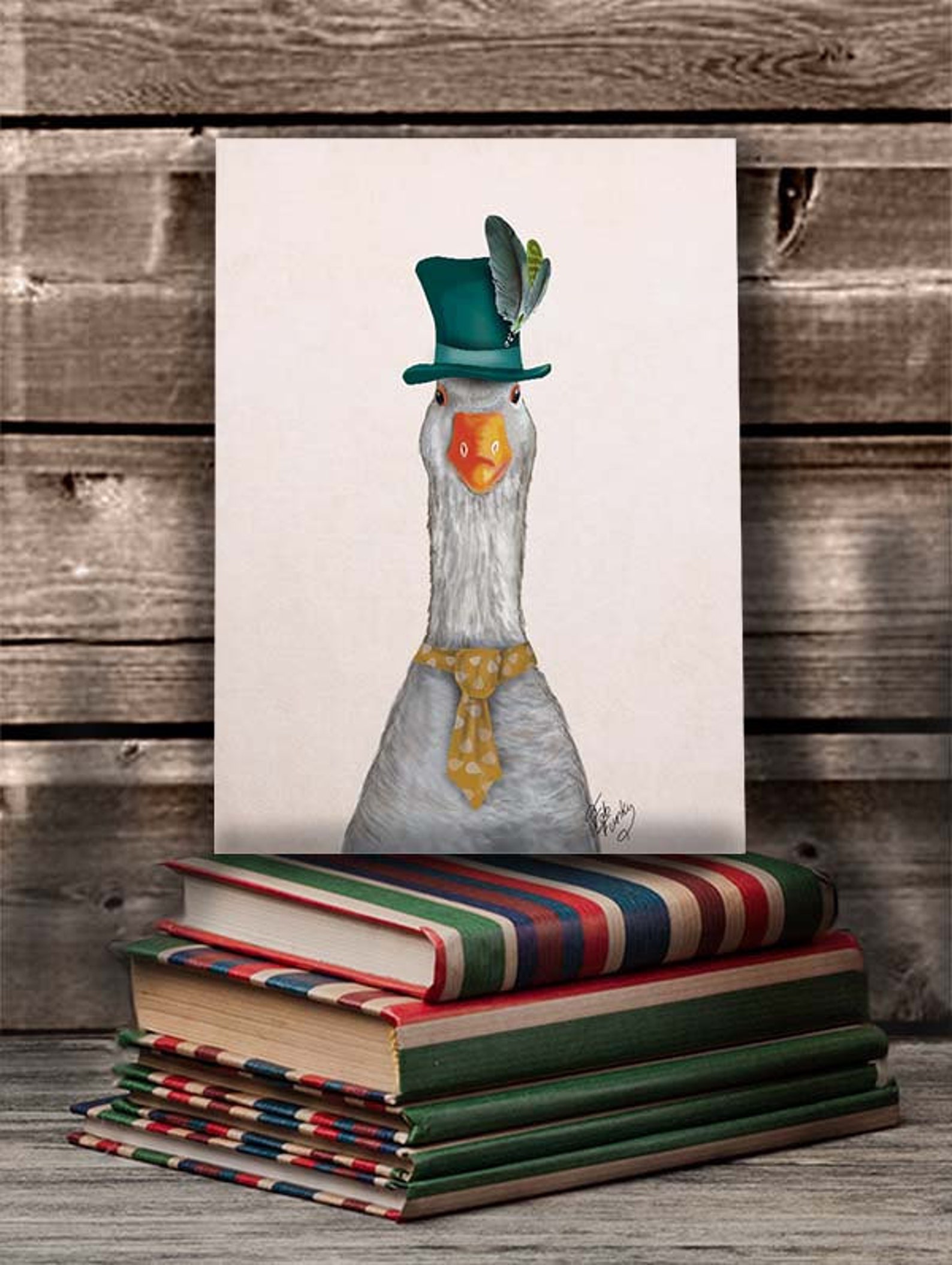 Goose in Green Hat Nursery Art for Kids Room Decor Whimsical - Etsy