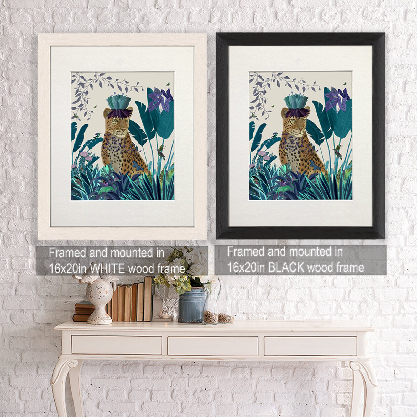 Tropical Print Leopard Tropical Blue Large Animal Art - Etsy