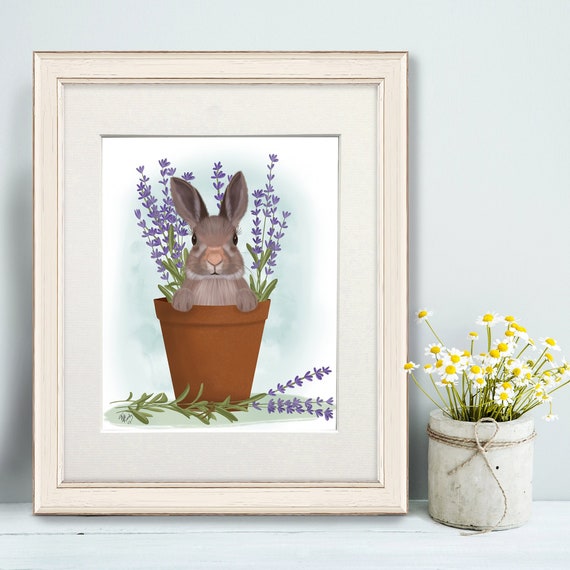 Bunny Rabbit Print Bunny in Lavender Rabbit Wall Art | Etsy