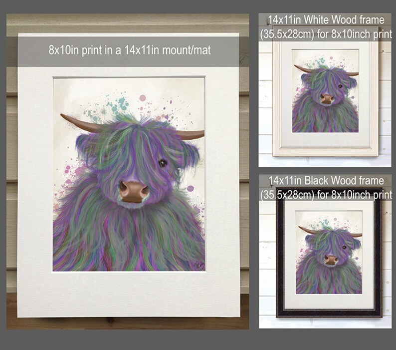 Yak Art Highland Cow 10 Purple and Green Cow Poster Yak | Etsy