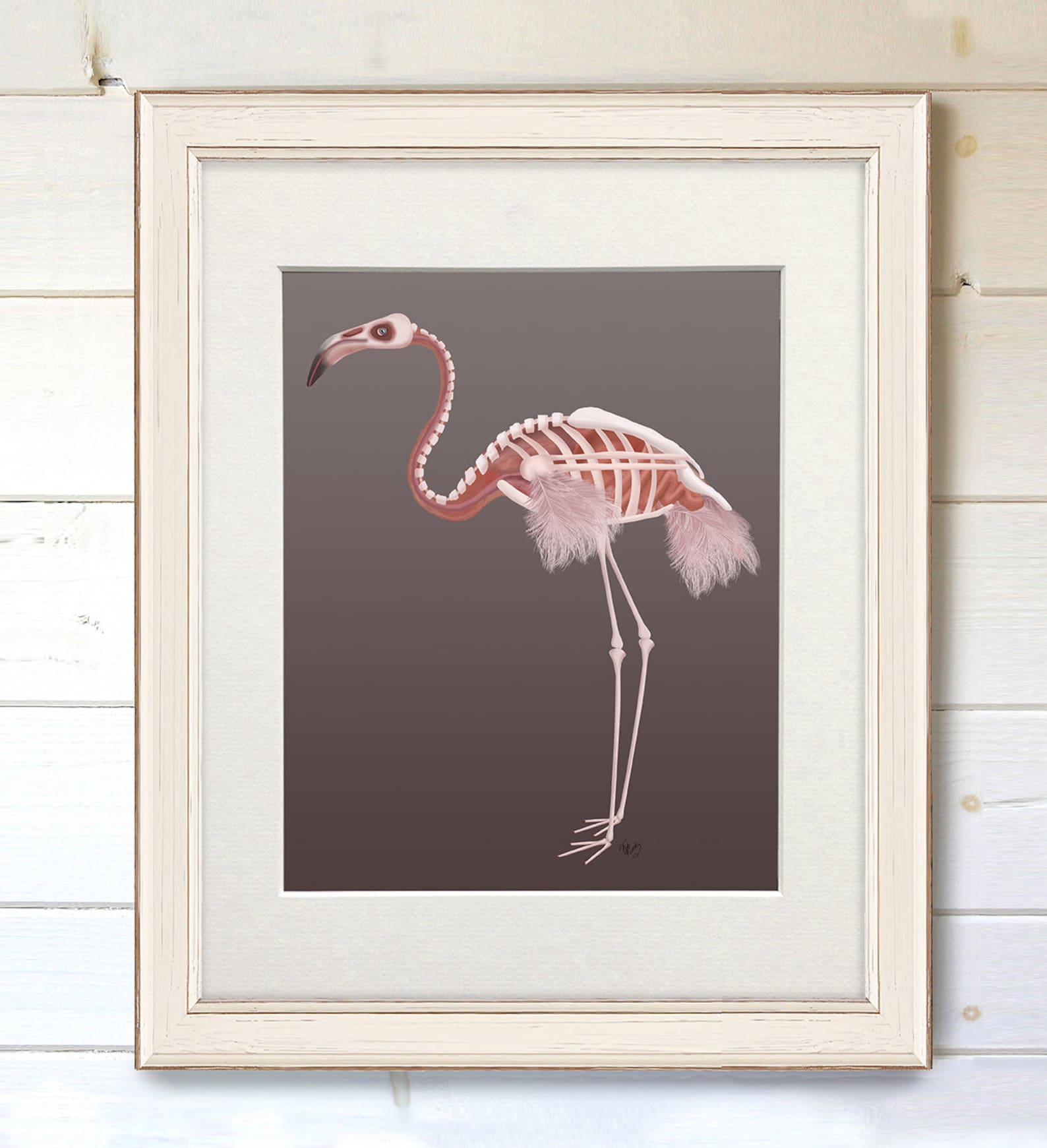 Pink Flamingo Print Flamingo Skeleton Flamingo Wall Art - Etsy