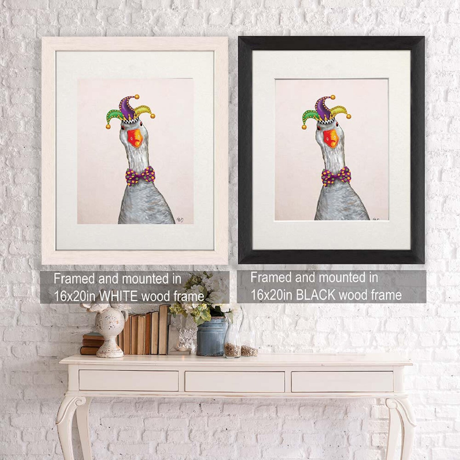 Goose in Jester Hat Goose Print Funny Animal Art Funny Print | Etsy