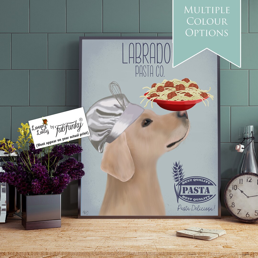 Cute Whimsical Yellow Labrador Retriever Dog Art Print, Italian Style ...