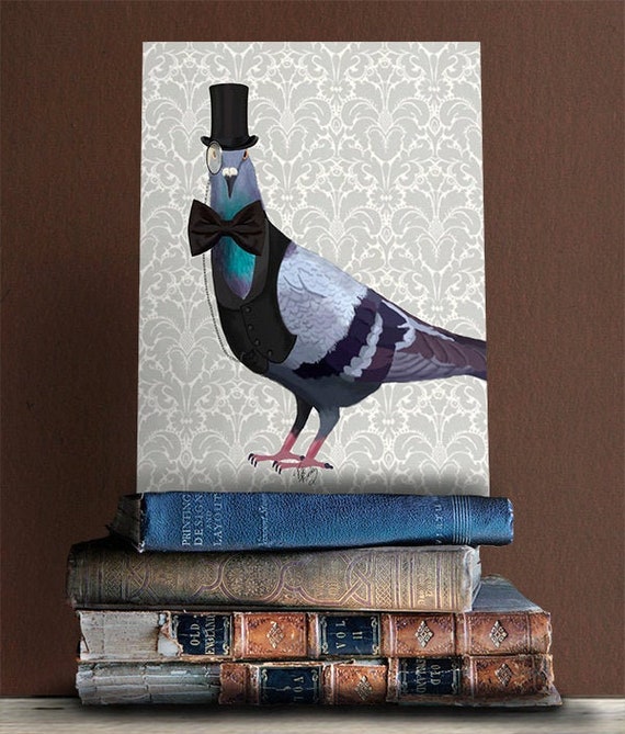 Art Print Pigeon Top Hat Pigeon Illustration Poster Acrylic | Etsy