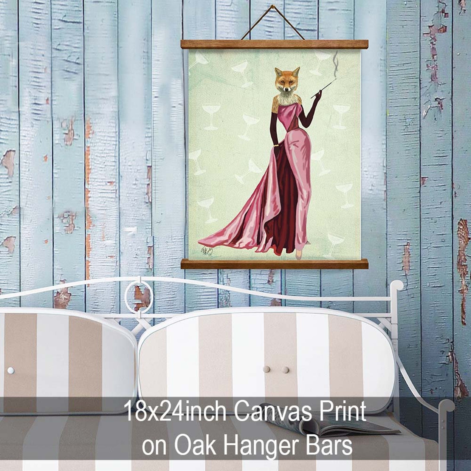 Glamour Fox in Pink Fox Print Foxy Lady Fox in Dress Funny - Etsy UK