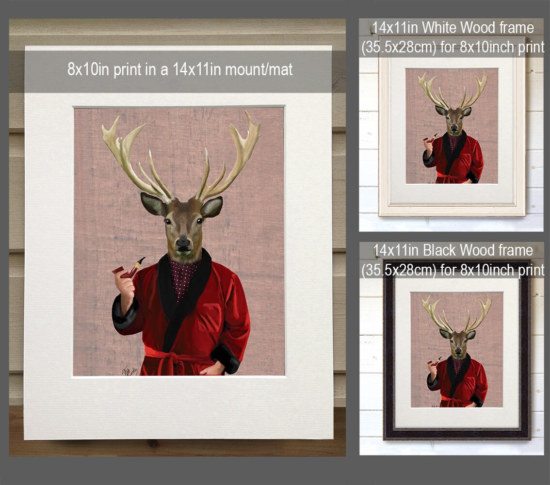 Deer in Smoking Jacket Deer Poster Deer Print Stag Print - Etsy