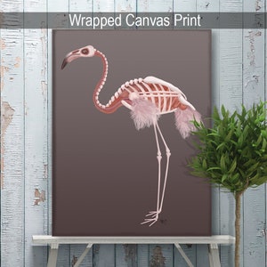 Pink Flamingo Print Flamingo Skeleton Flamingo Wall Art Flamingo Decor ...
