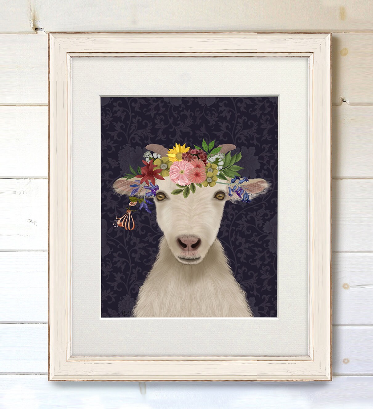 Goat print Goat Bohemian 1 Goat poster Goat painting Farm | Etsy