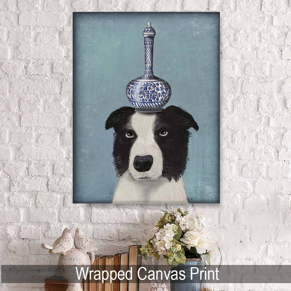 Border Collie art print Border Collie and Blue Vase Border | Etsy