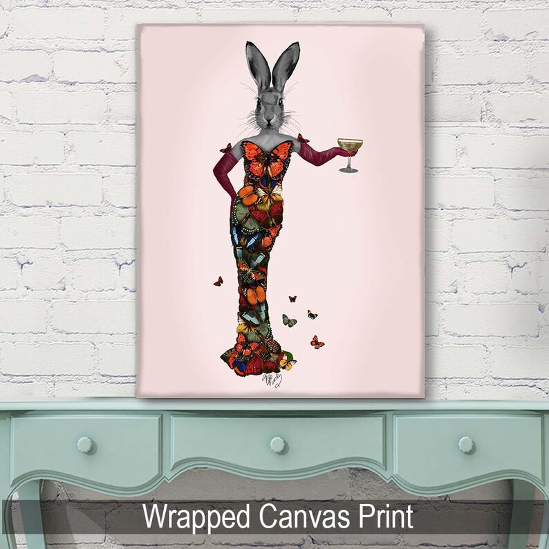 Rabbit Print Rabbit in Butterfly Dress Rabbit Art Print - Etsy