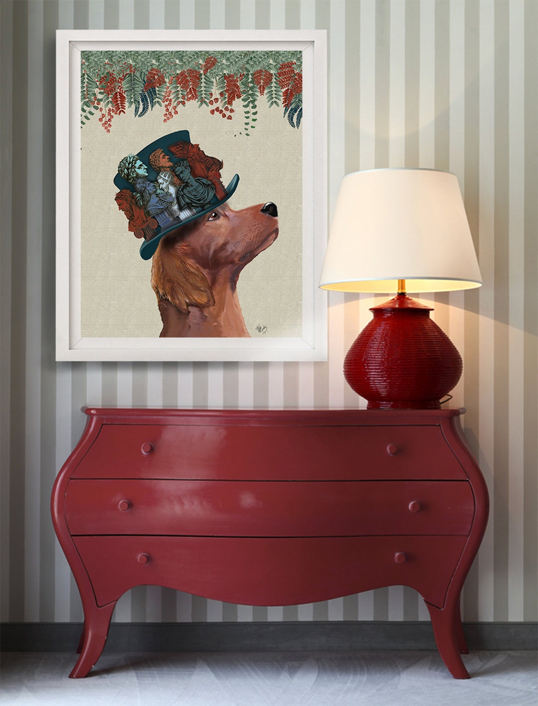 Red Setter Print Milliners Dog Red Setter Painting Red Setter Decor Dog ...