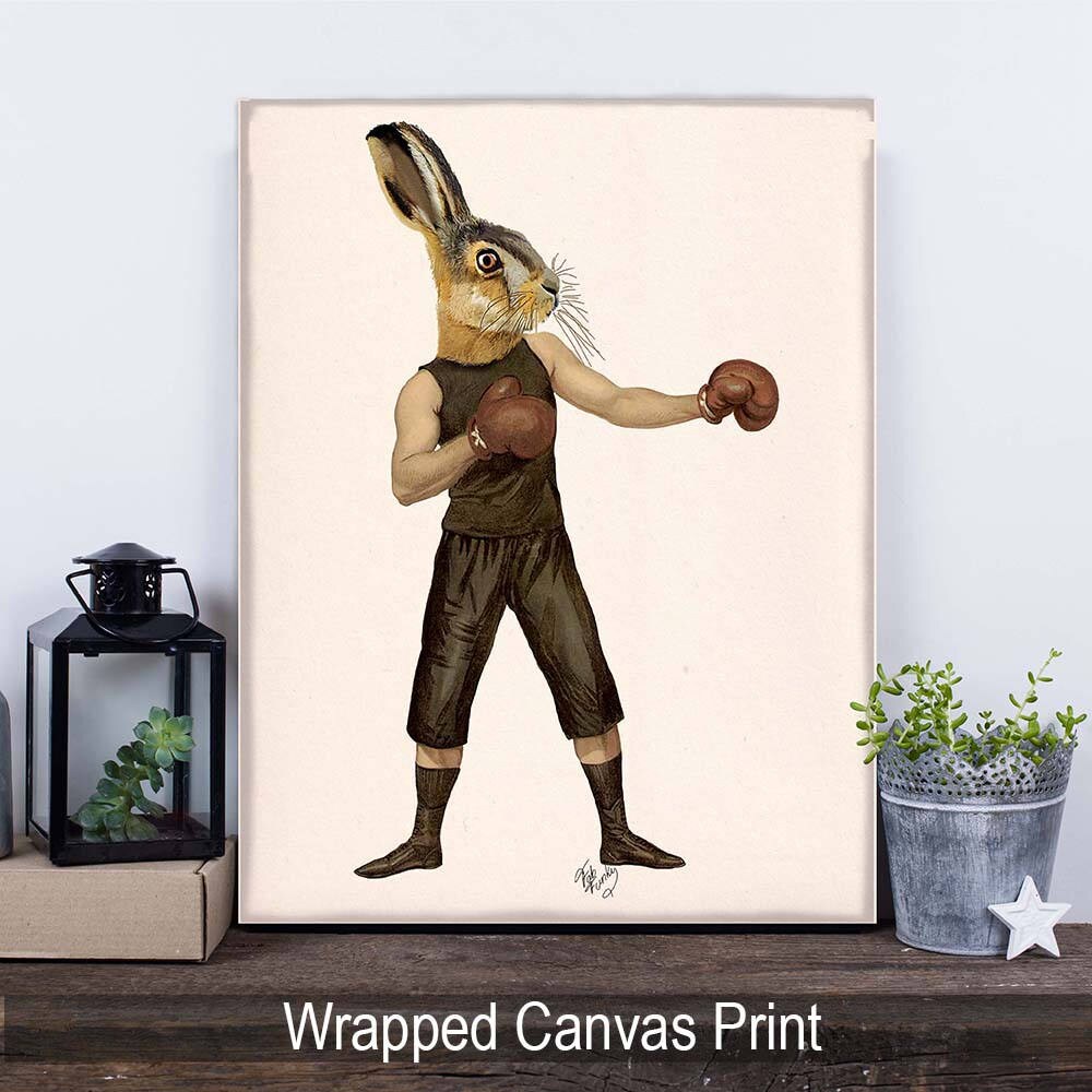 Boxing Hare Print Woodland Wall Art Gift for Men Gift for | Etsy