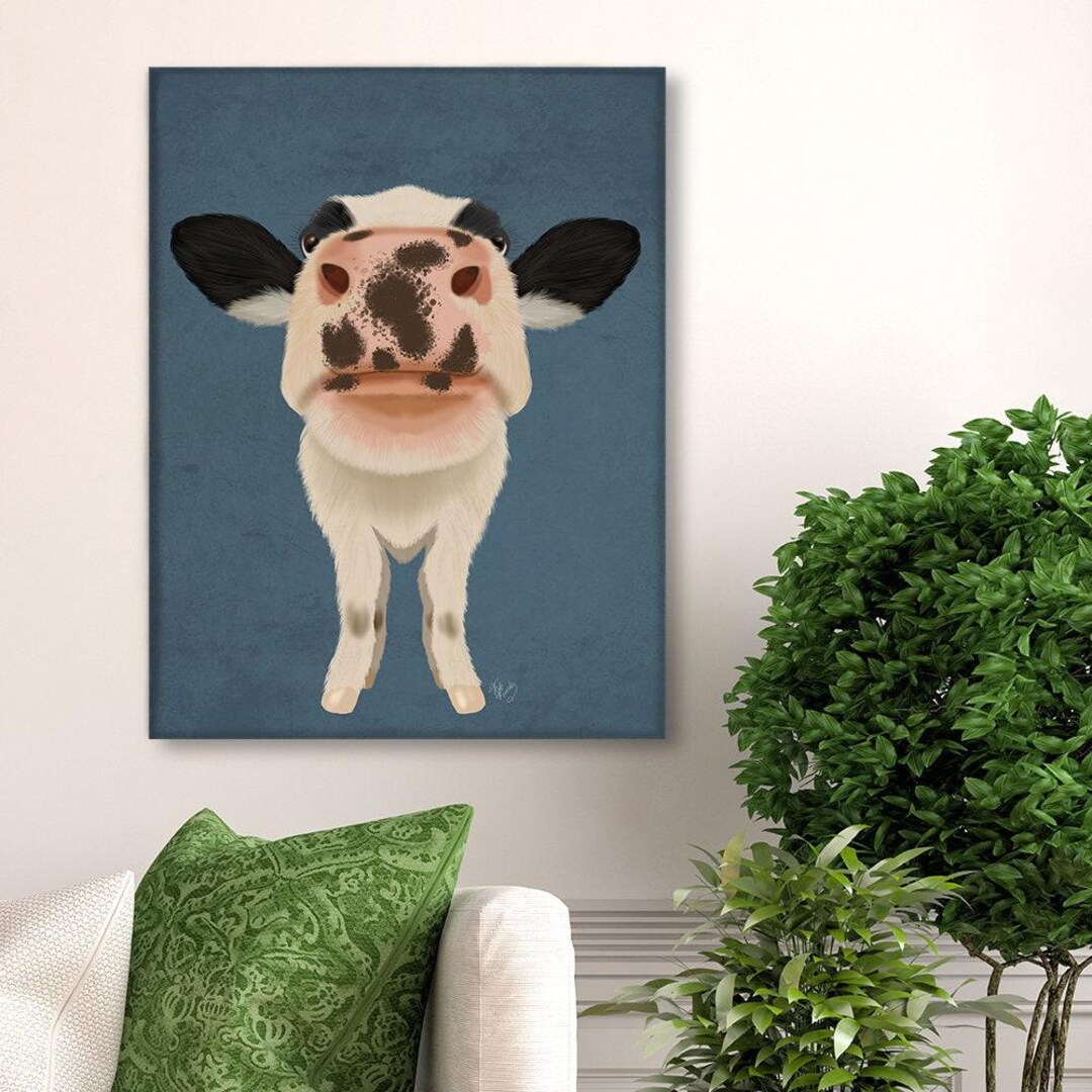 Nosey Cow Art Print: Farmhouse Kitchen Decor - Etsy