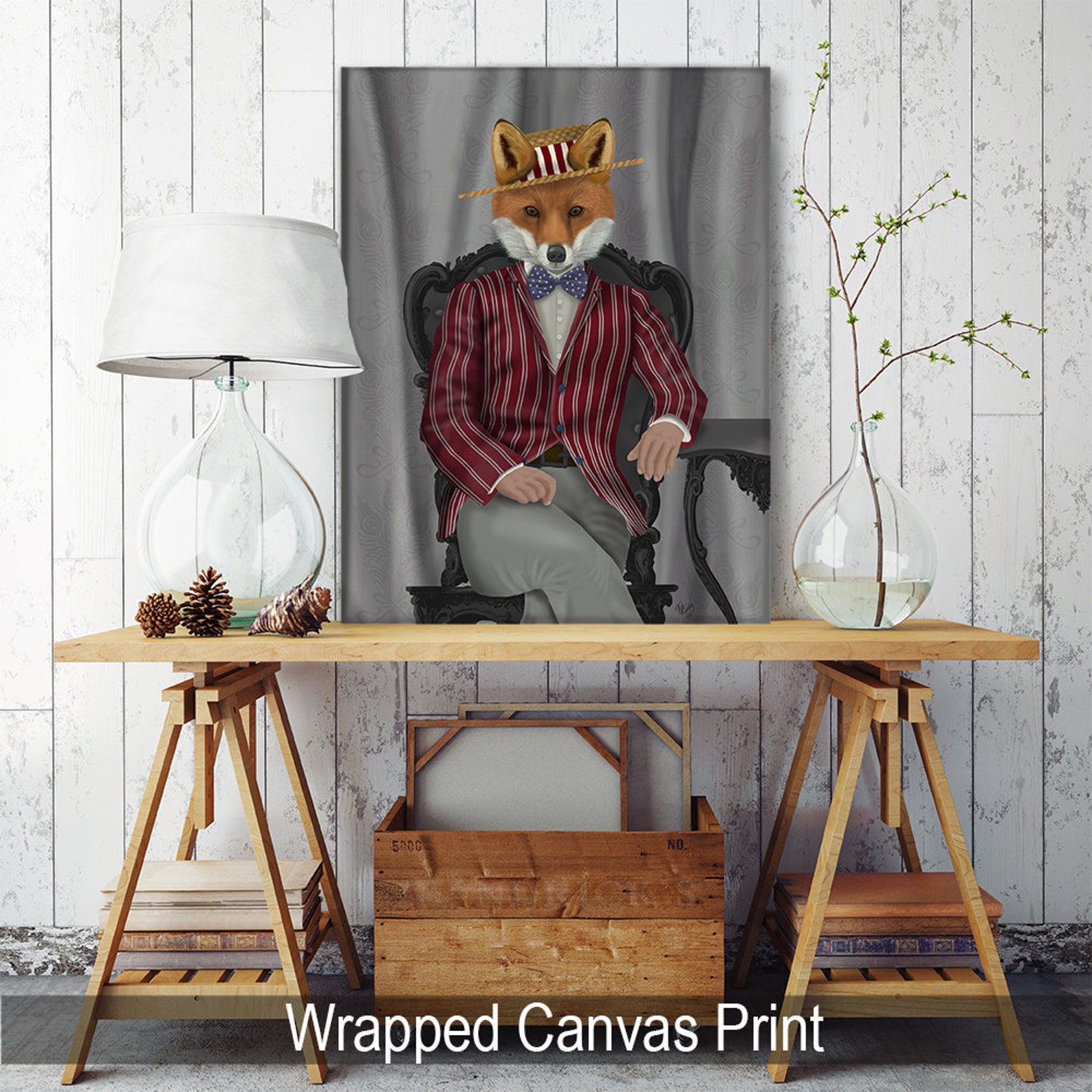 Foxy Decor Fox 1920's Portrait Fox Canvas Fox Print - Etsy