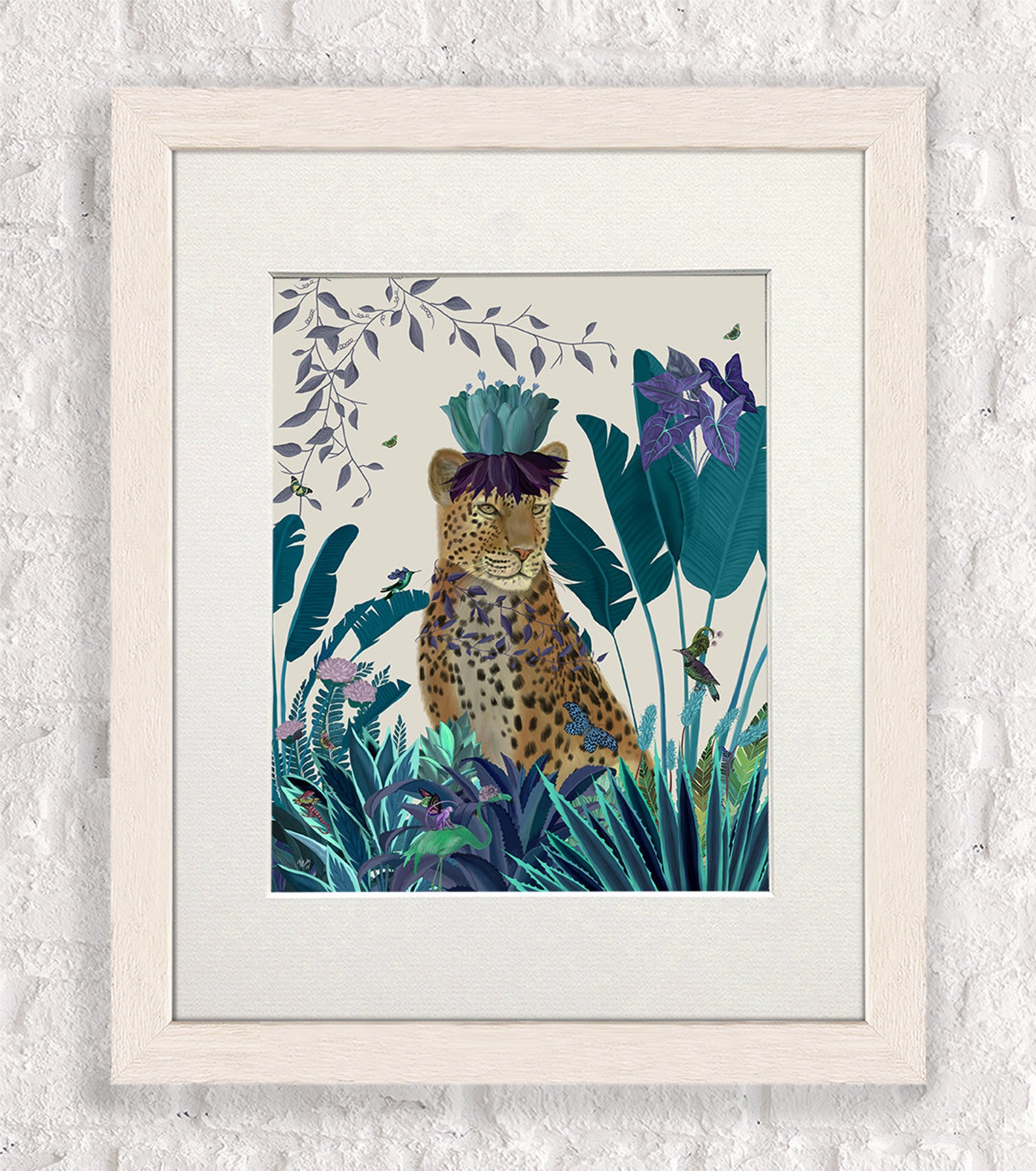 Tropical Print Leopard Tropical Blue Large Animal Art - Etsy