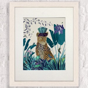 Tropical Print - Leopard Tropical Blue - Large Animal Art Canvas Art ...