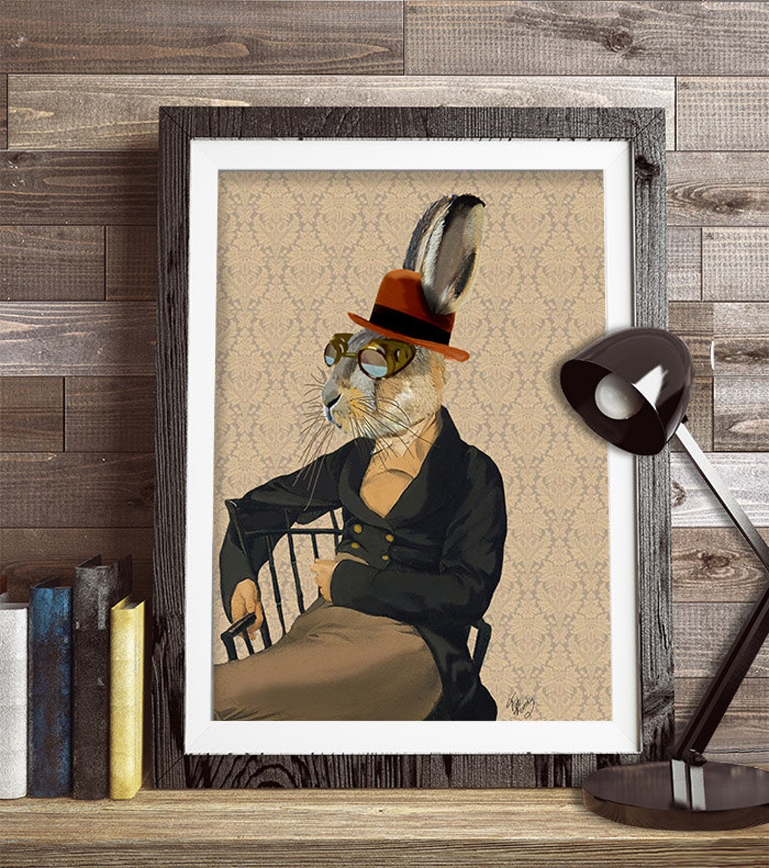 Horatio Hare on Chair Art Print Acrylic Painting Giclee Mixed Media ...