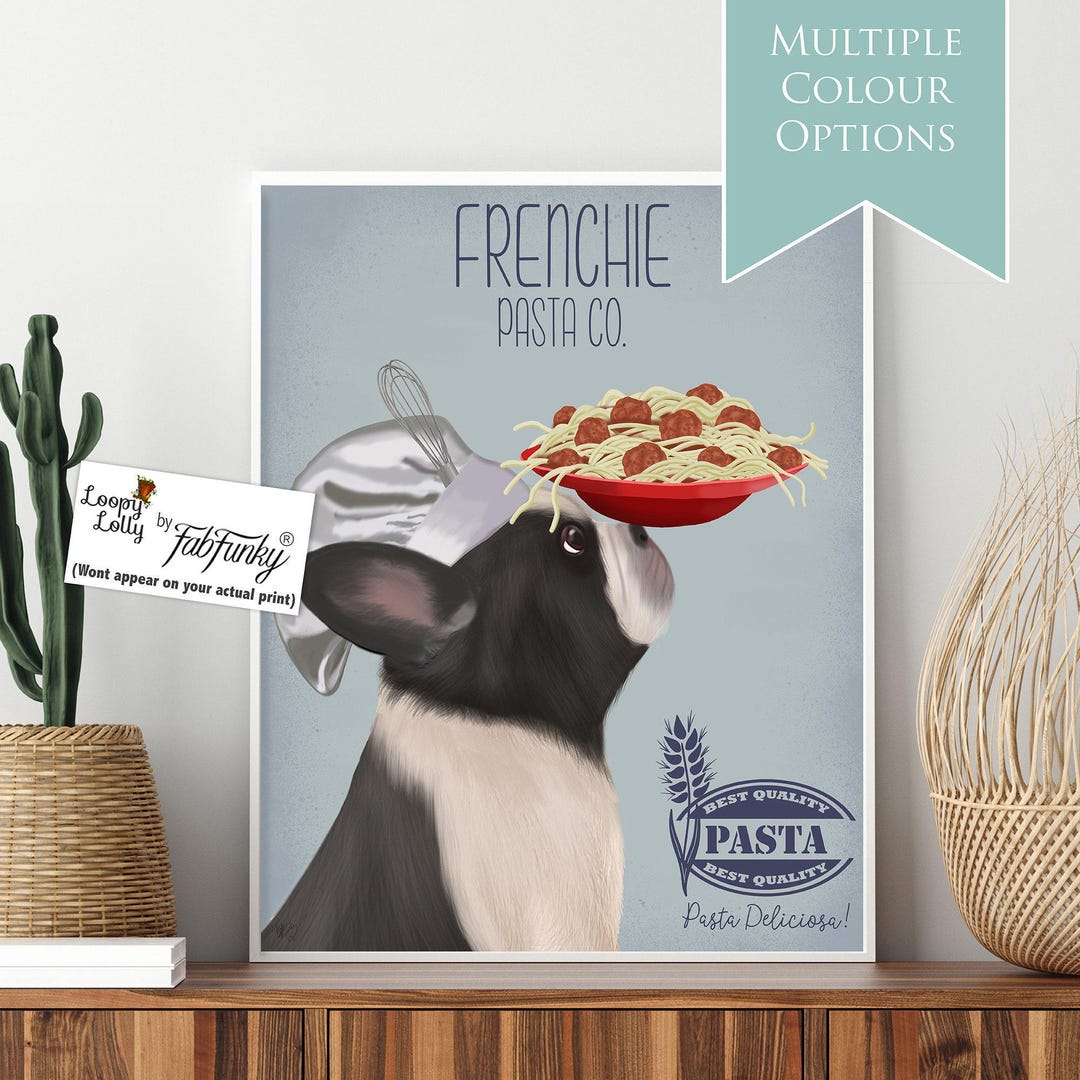 Black and White French Bulldog Art Print, Funny Frenchie Chef With ...