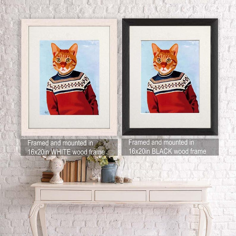 Ginger Cat Art Print - Ski Sweater - Ginger Cat Poster Ginger Cat Wall ...