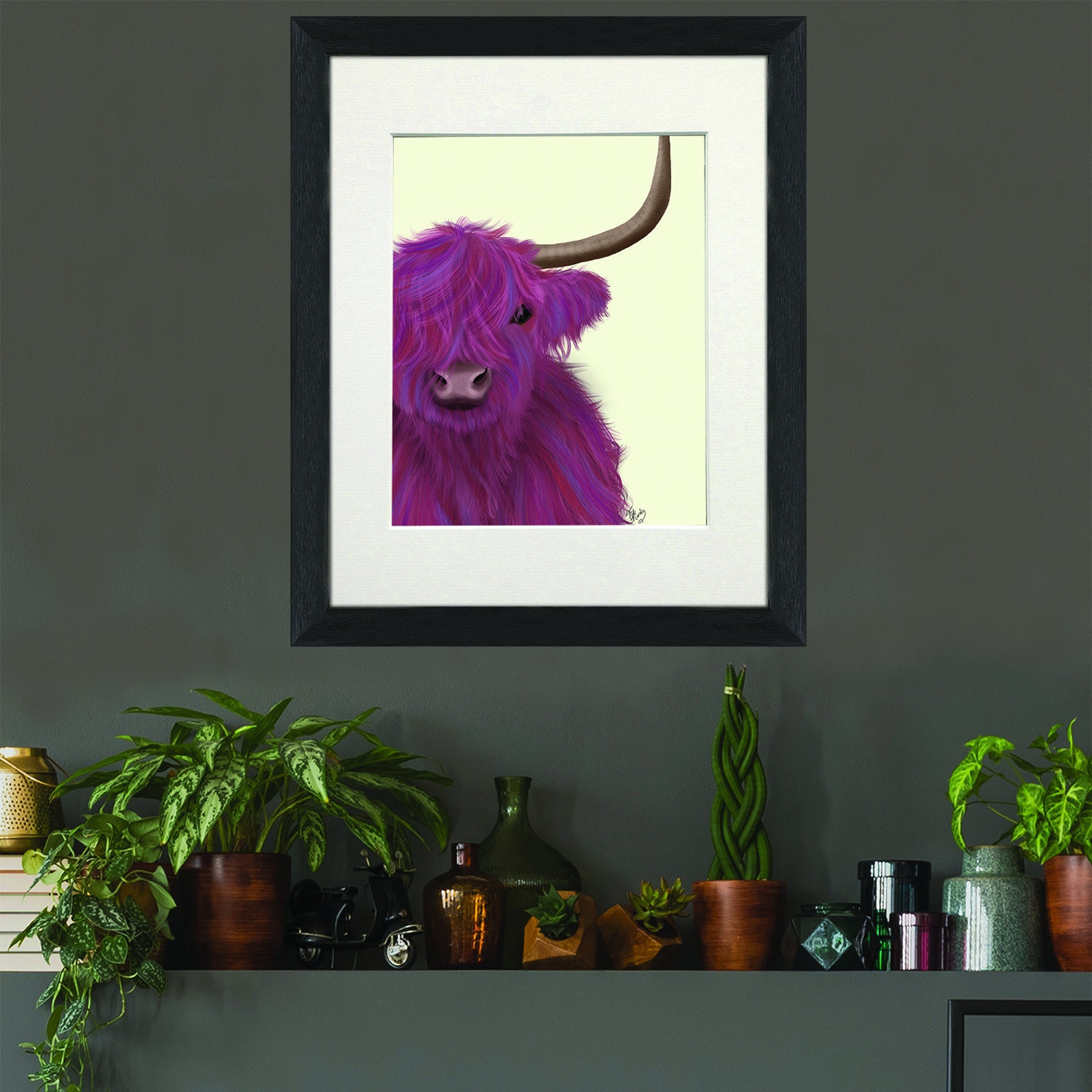 Cow Poster Art Highland Cow Pink Close up Modern Yak Print | Etsy