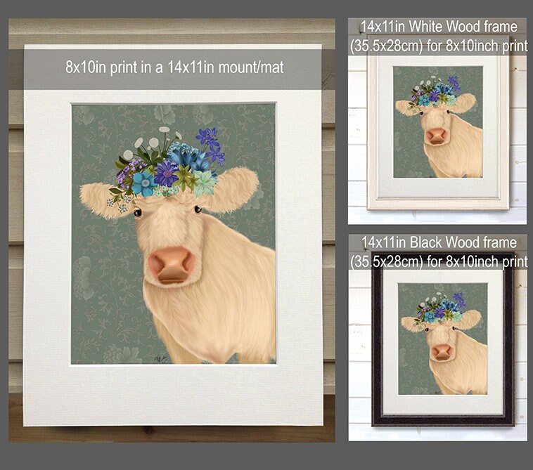 Cute cow decor Cow cream bohemian 2 Cow painting Cow art | Etsy