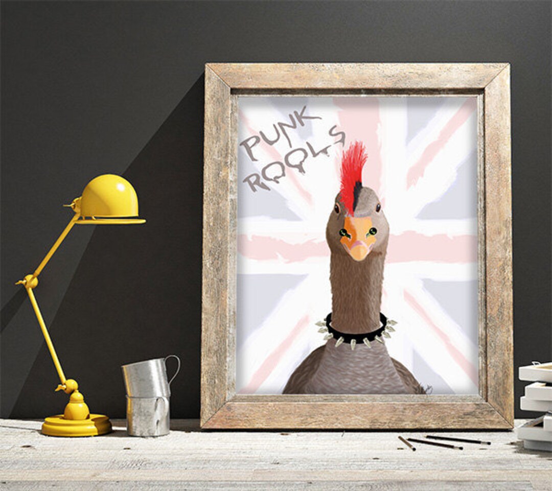 Goose Punk Art Print Illustration Poster Acrylic Painting Giclee Wall ...
