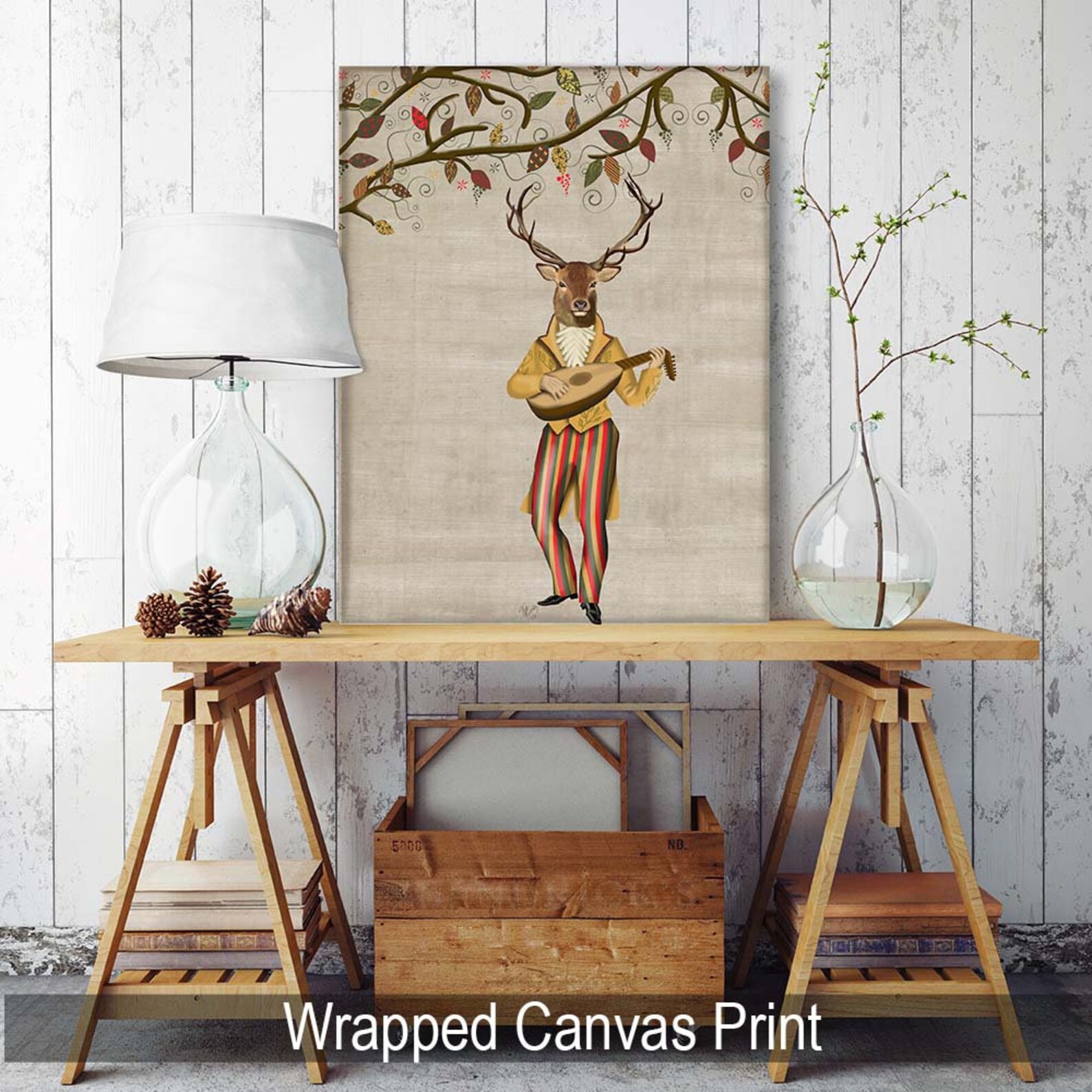Woodland Critter Art Deer Minstrel Deer Print Deer Art Woodland Nursery ...