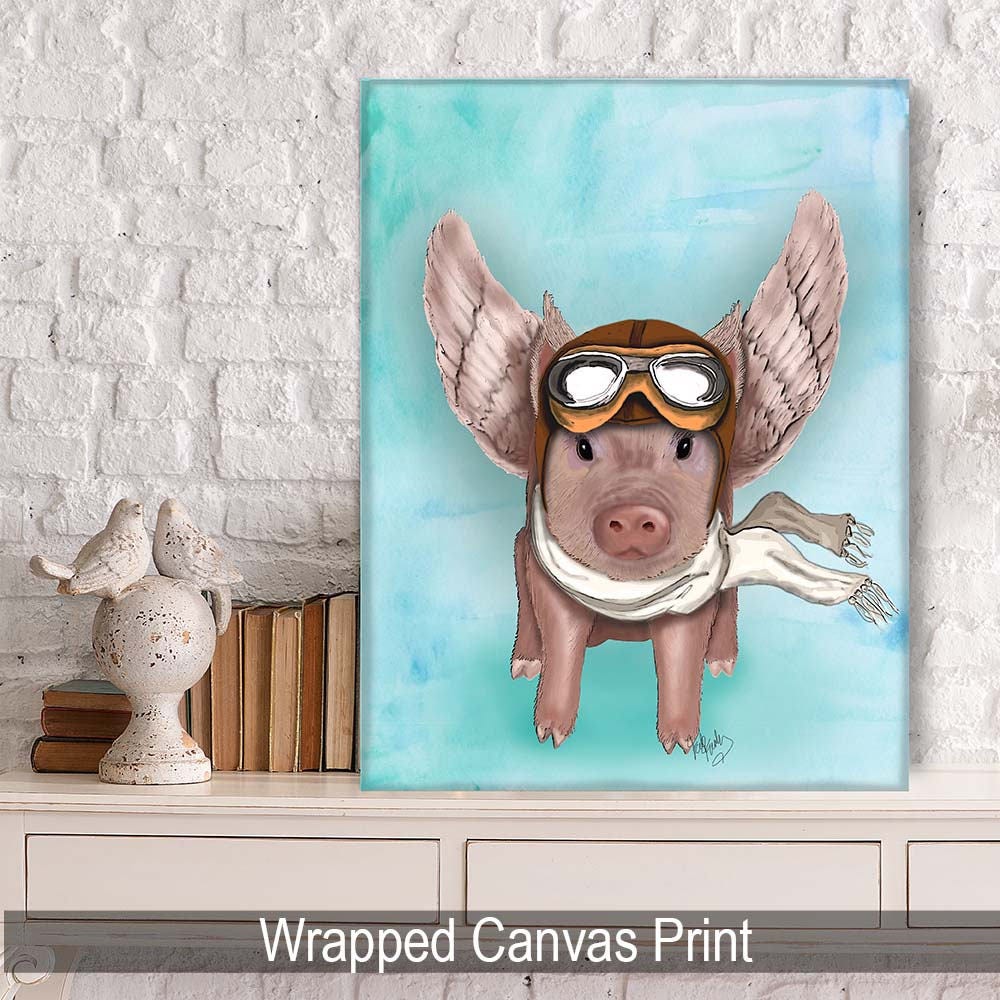 Aviator Piggy Flying Pig Illustration Flying Pig Print | Etsy