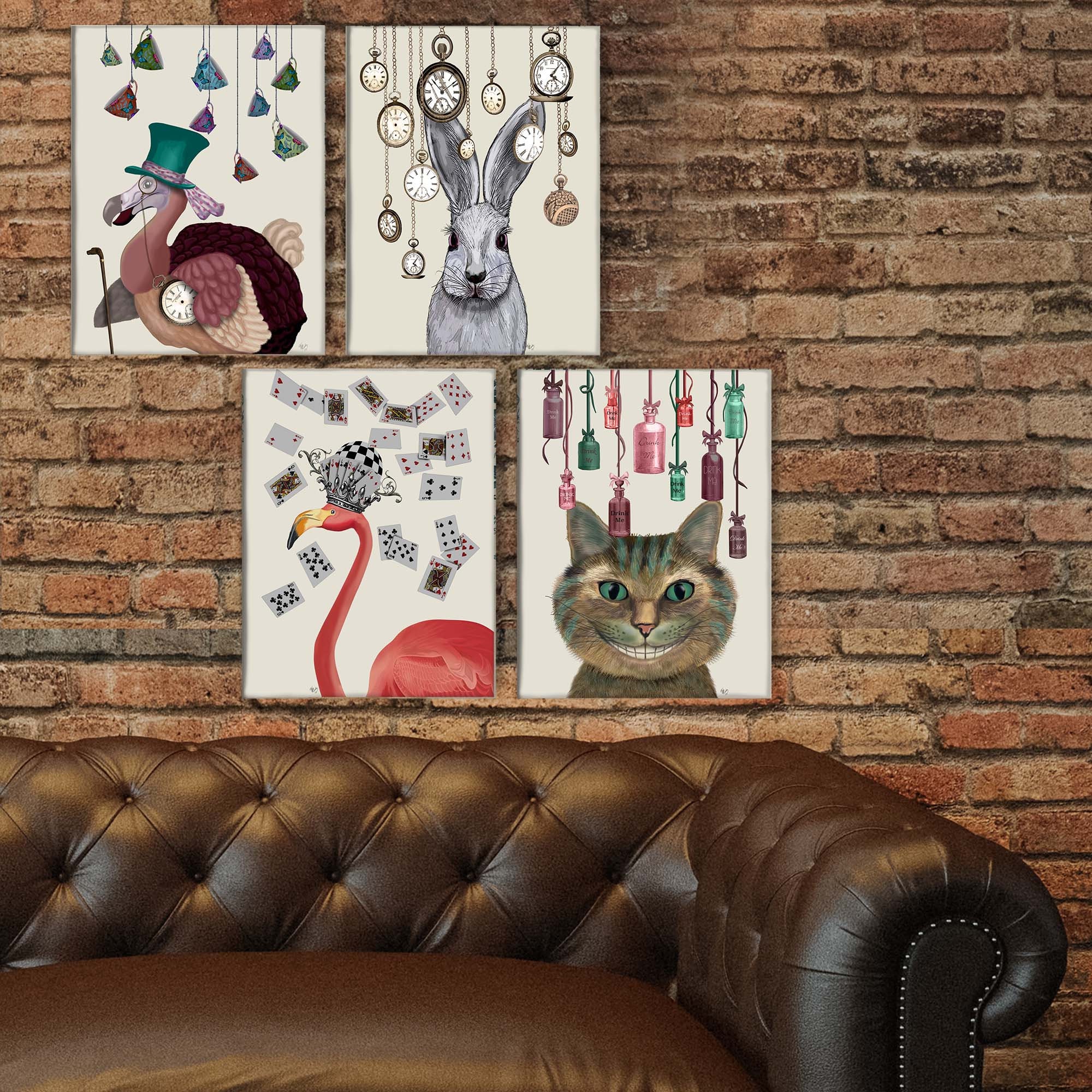 Alice in Wonderland Collection 4 Prints White Rabbit Clocks | Etsy