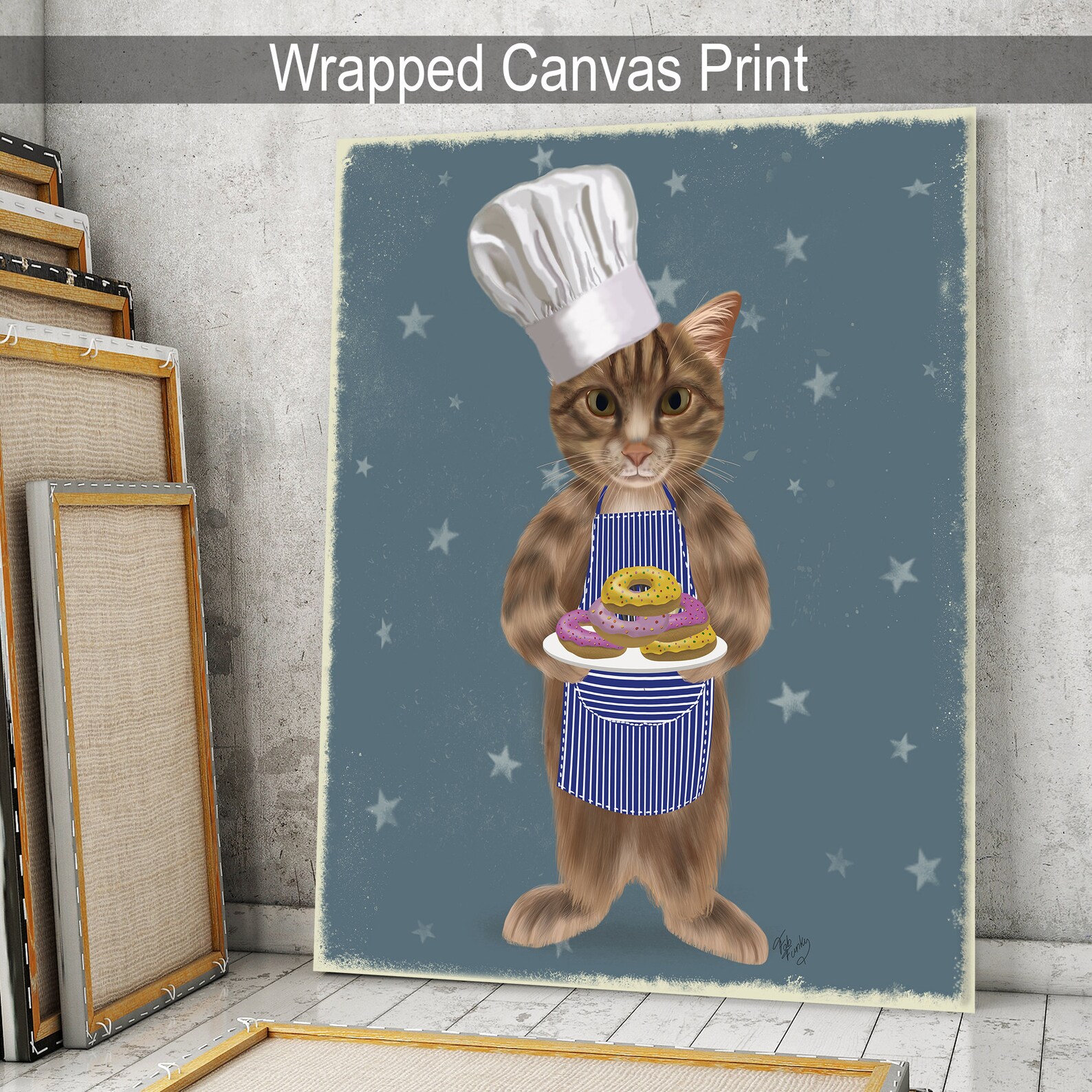 Cat Art Print Cute Picture of a Tabby Cat Chef With a Plate - Etsy