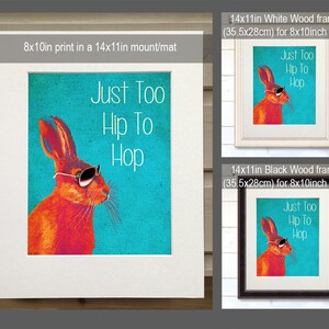 Too Hip to Hop Blue Rabbit Print Hare Print Wall Art Wall Decor Dorm ...