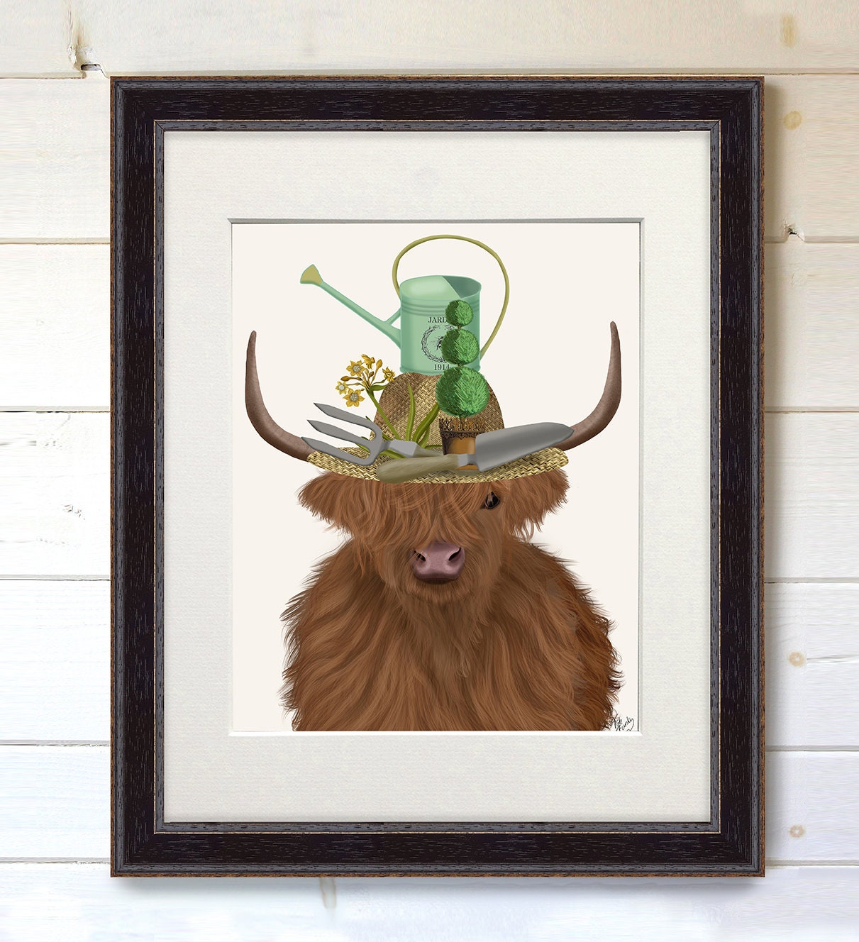 Cow lovers gift Highland Cow Gardeners Hat Cow poster | Etsy
