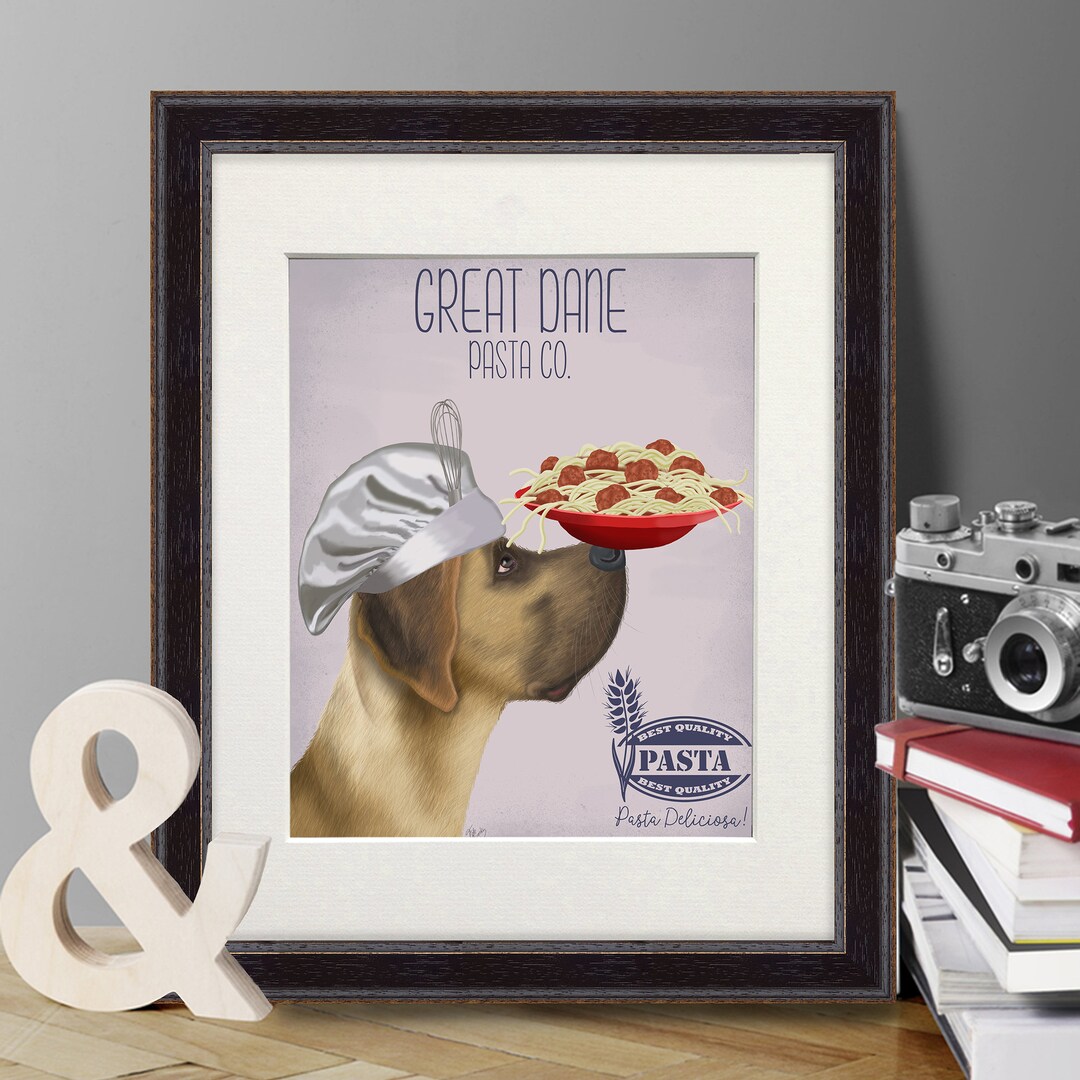Great Dane Poster, Fawn Great Dane Art, Great Dane Print, Kitchen Print ...