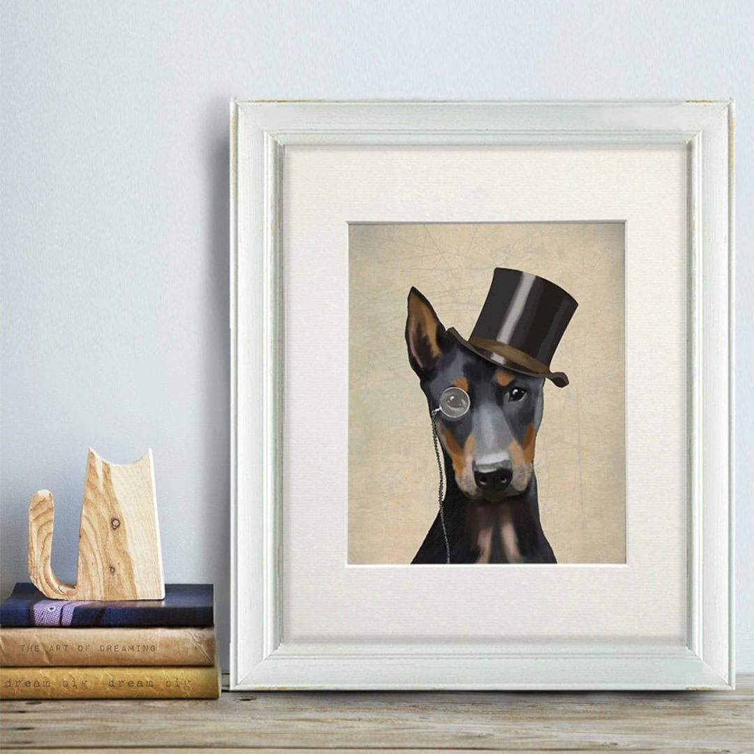 Doberman Gift Classy Dog Monocle Doberman Poster Doberman Pinscher ...