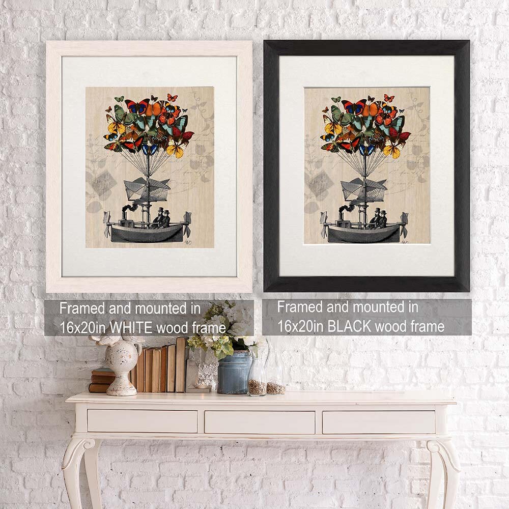 Butterfly Airship Art Poster Illustration Digital Print Wall | Etsy