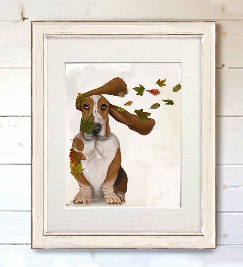 Basset Hound Print Windswept Basset Hound Art Print Basset - Etsy